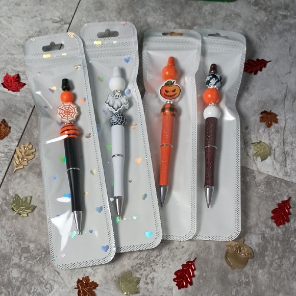 None | Office | 4pc Spooky Beaded Pens Bundle Halloween Theme Homemade ...